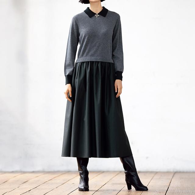 バイカラー ドッキング ワンピース ファッション ワンピース PC6028