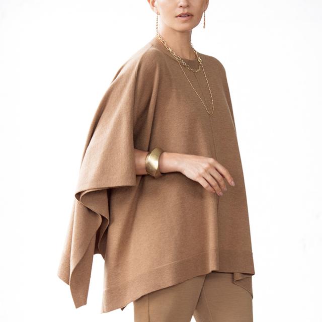 スクエアフォルム ケープ風 プルオーバー ファッション ニット セーター PC6066