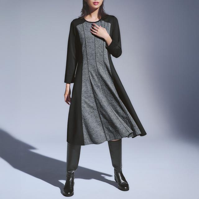 ふくれジャカードジャージー 切り替えワンピース ファッション ワンピース PC6078