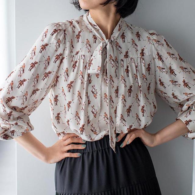 IPEKER/イペカ ホースプリント ボウタイ ブラウス ファッション シャツ ブラウス PC6088