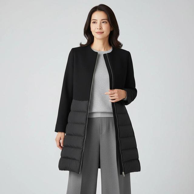 ウール×ダウン 切り替えデザイン コート ファッション コート PC6146