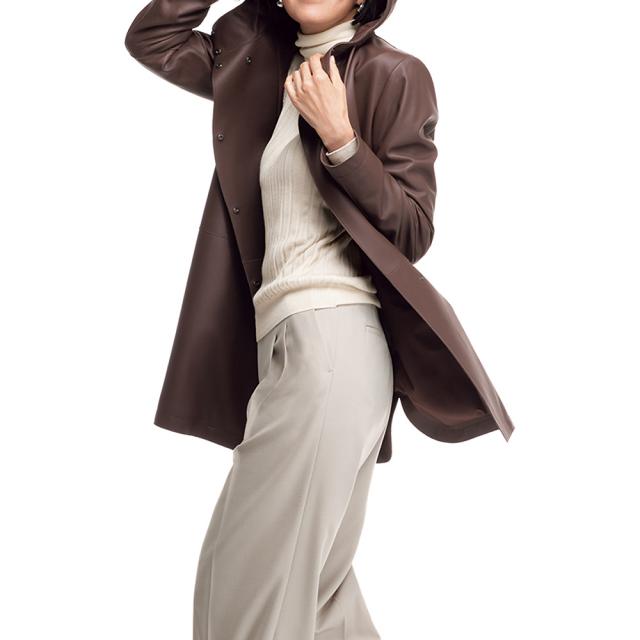 イタリアンラムレザー フーデッド コート コート レザーコート PC6230