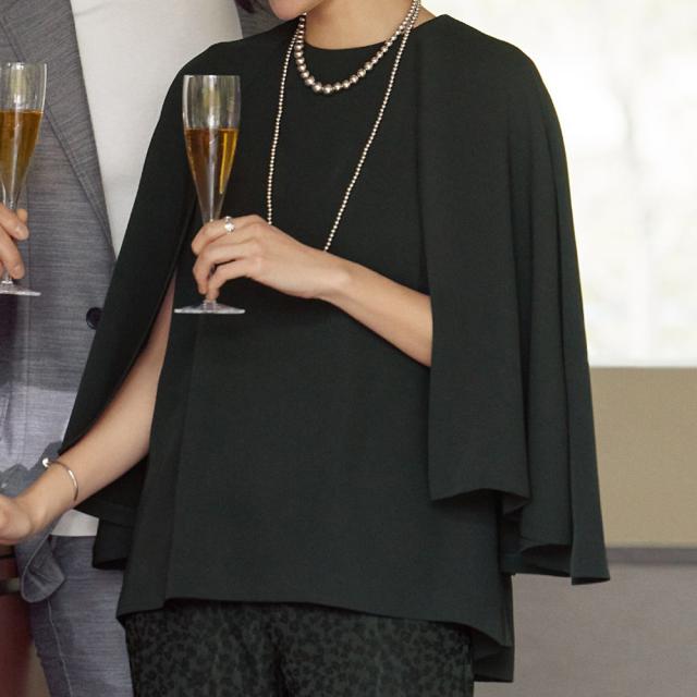 接触冷感 ダブルクロス ケープスリーブ ブラウス ファッション シャツ ブラウス PC6276