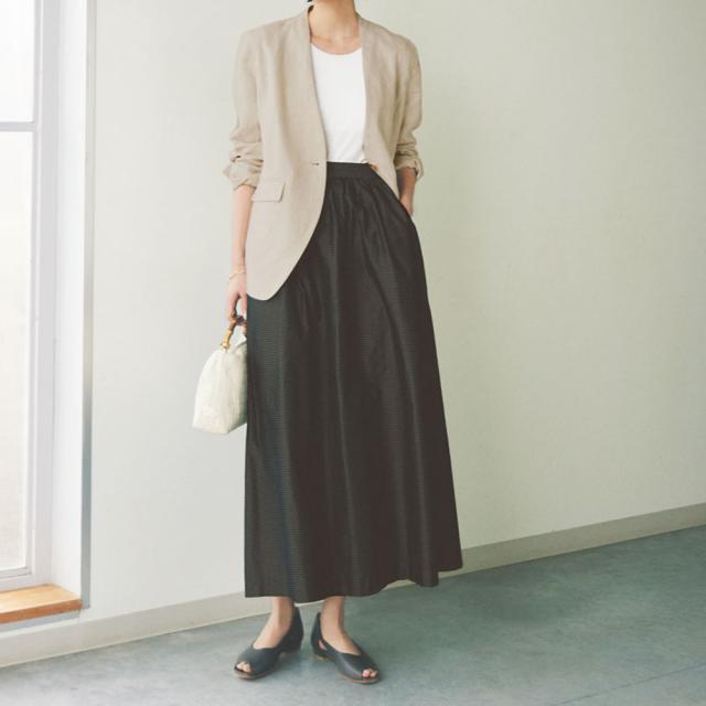 メモリータフタ ドビー ギャザースカート ファッション スカート PC6279