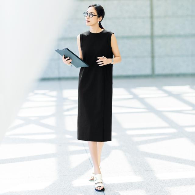 リネン混パネル切り替えワンピース ワンピース マキシワンピース ロングワンピース 384702