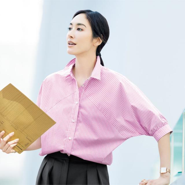 ソメロス社 ストライプデザイン切り替えシャツ シャツ ブラウス 384901