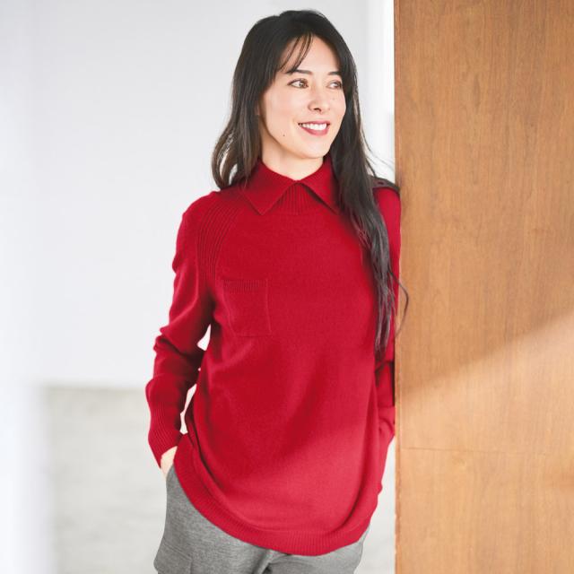 カシミヤニット スリットネック プルオーバー ニット セーター ニットセーター A27901