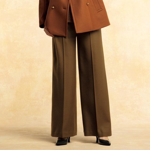 ≪股下丈68cm≫ ウールボタニー セミワイドパンツ パンツ ワイドパンツ 125803