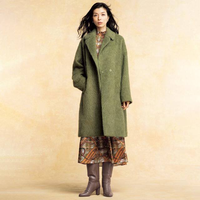 イタリア素材 ウール混 シャギーコート コート ロングコート 126102