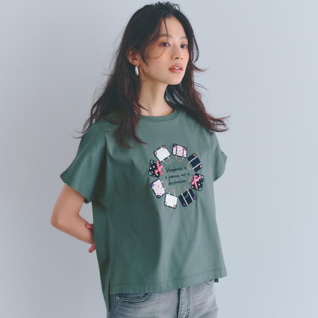 バッグモチーフ パッチワーク刺しゅう Tシャツ（日本製） Tシャツ カットソー 101802