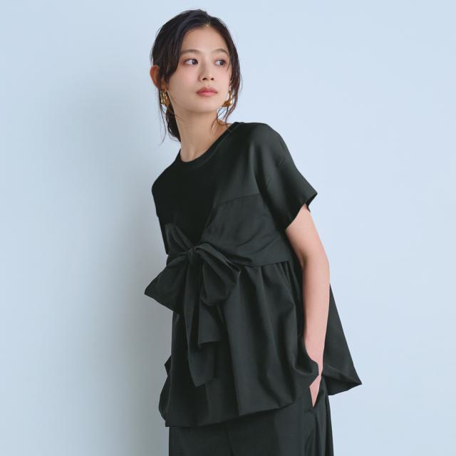 ニットレイヤード風 リボン プルオーバー ニット セーター サマーニット 104202