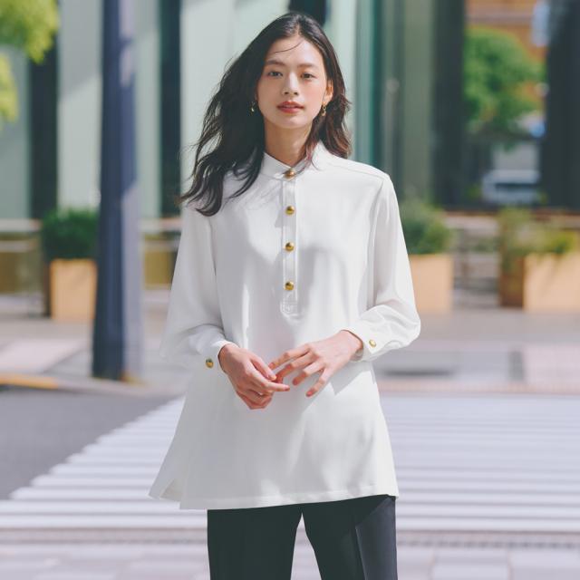 メタルボタン ダブルクロス チュニック チュニック 長袖 七分袖チュニック 101101