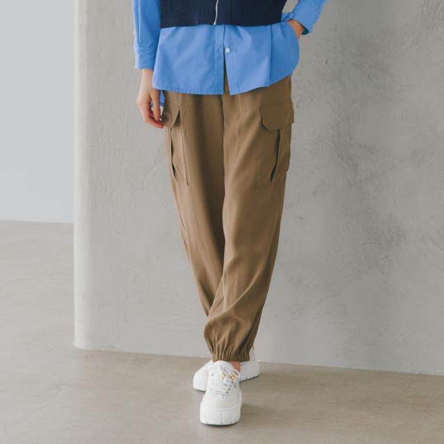 レーヨン混 とろみ カーゴパンツ パンツ イージーパンツ 102903