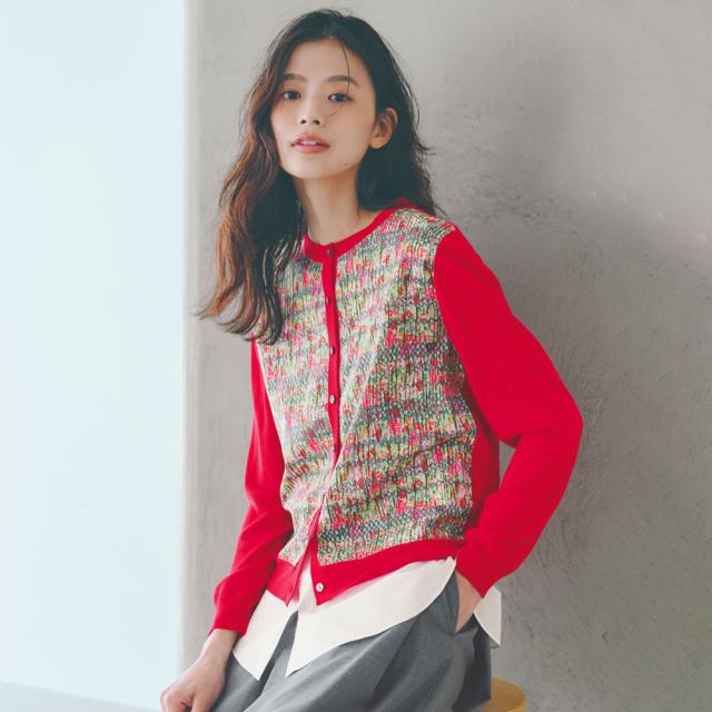 LIBERTY PRINT/リバティプリント ドッキング カーディガン ニット セーター ニットカーディガン 103001