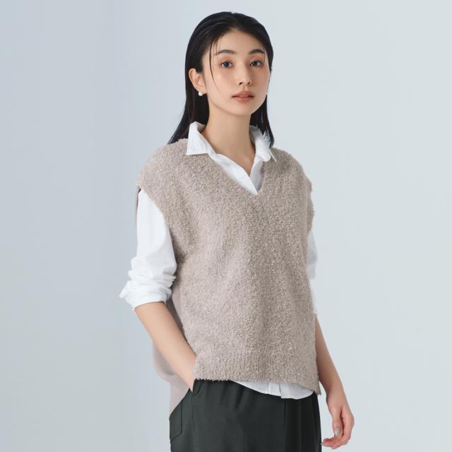 洗える リボンヤーン ニットベスト ニット セーター ニットベスト 103702