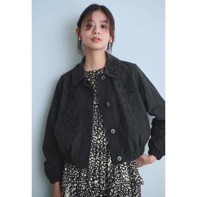 フラワーモチーフ ビーズ刺しゅう ブルゾン ジャケット ブルゾン 103801