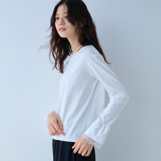 レースカフス付き ドッキングプルオーバー（日本製） シャツ ブラウス プルオーバー 122002