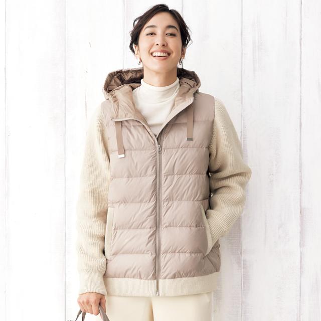 ニットコンビ ダウンブルゾン ニット セーター ニットジャケット ニットコート 127001