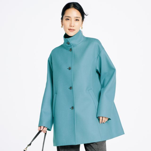 「NIKKE」 ウールダブルサージ ハーフコート コート スタンドカラーコート 131101