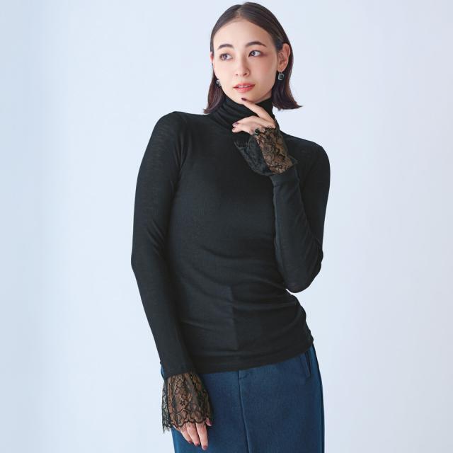 洗える ウールテクノラマ 袖レース プルオーバー（日本製） 機能性ウェア 雑貨 インナー 134602