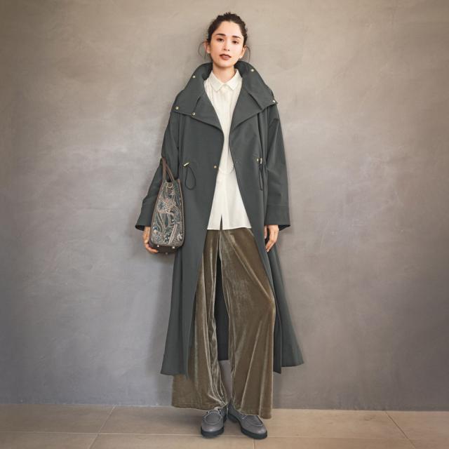 はっ水 ストレッチ ナイロン ライナー付きコート コート スタンドカラーコート 134901