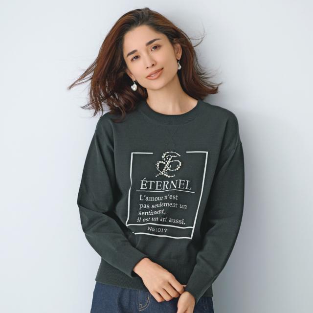 パールビーズ刺しゅうロゴ ニットプルオーバー ニット セーター ニットセーター 136203