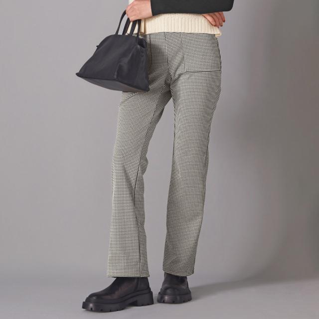 千鳥柄ジャカード ジャージー フレアパンツ（日本製） パンツ イージーパンツ 119002