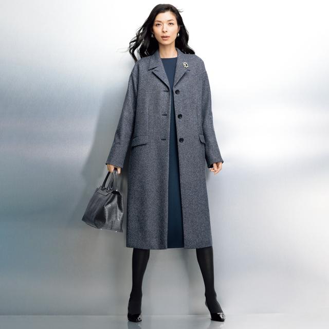 「NIKKE」 マフ マルチカラーネップ ツイードコート コート ロングコート 125401