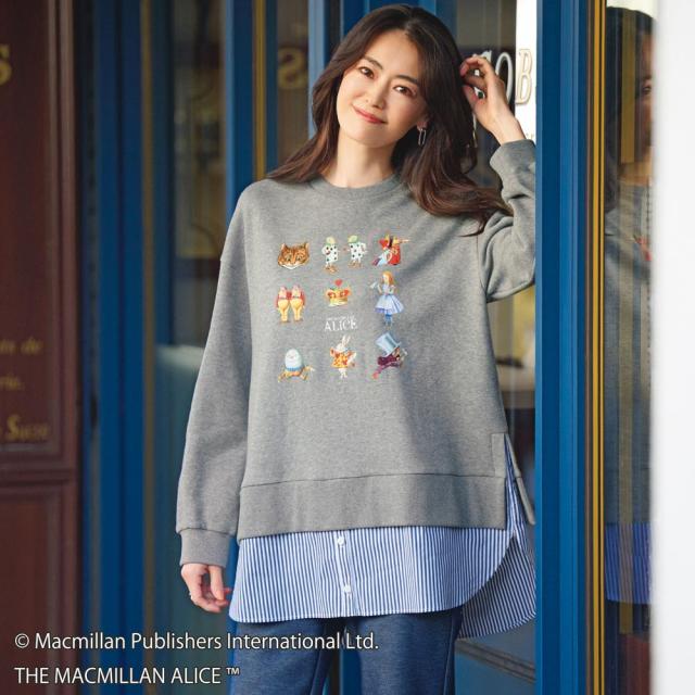 マクミラン・アリス キャラクタープリント 重ね着風 プルオーバー パーカー スウェット トレーナー A28402