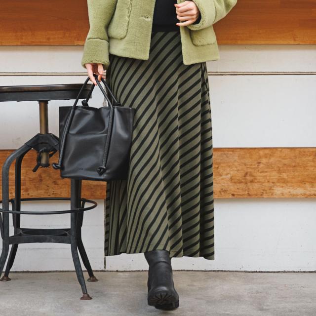 イタリア素材 バイアスストライプ フレアスカート スカート プリント 柄スカート A31702