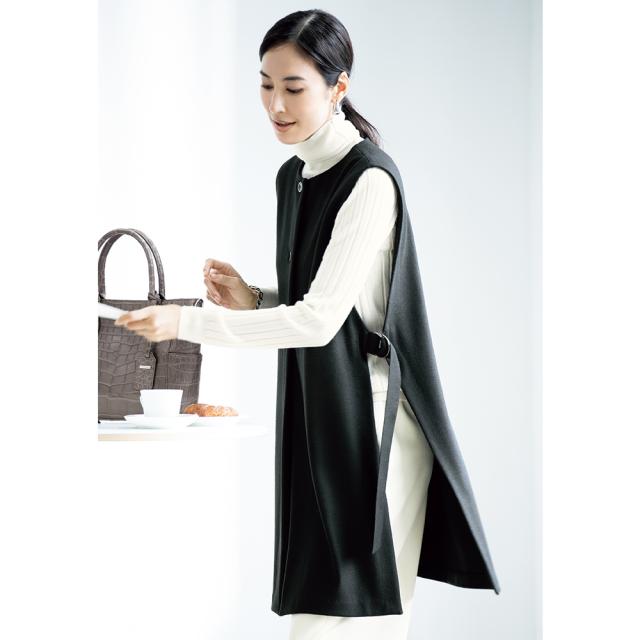 圧縮ウールジャージー サイドベルト ジレ ジャケット ベスト ジレ 107102