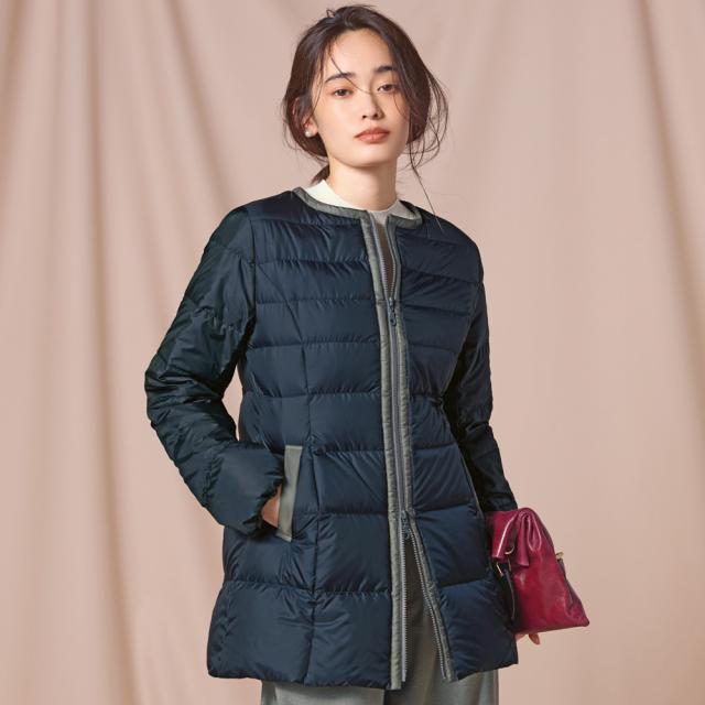 ライトマジック（R） 配色ダウンジャケット ジャケット ノーカラージャケット 119901