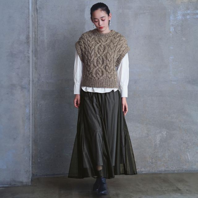 洗える 袖ボリューム ドッキングプルオーバー シャツ ブラウス プル