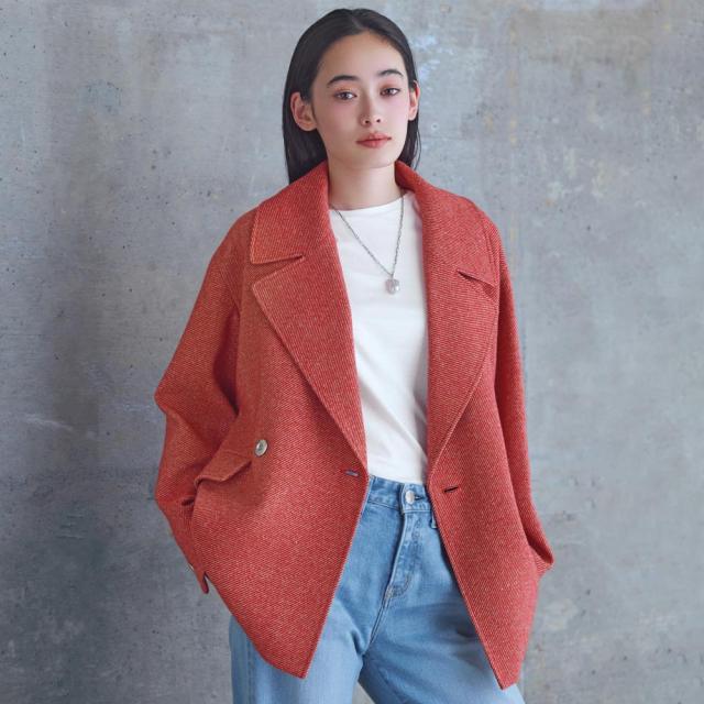 尾州産 ウールシルク混 ツイードジャケットコート ジャケット ツイードジャケット 121301