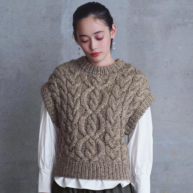 ハンドメイド ローゲージ ニットベスト ニット セーター ニットベスト 121401