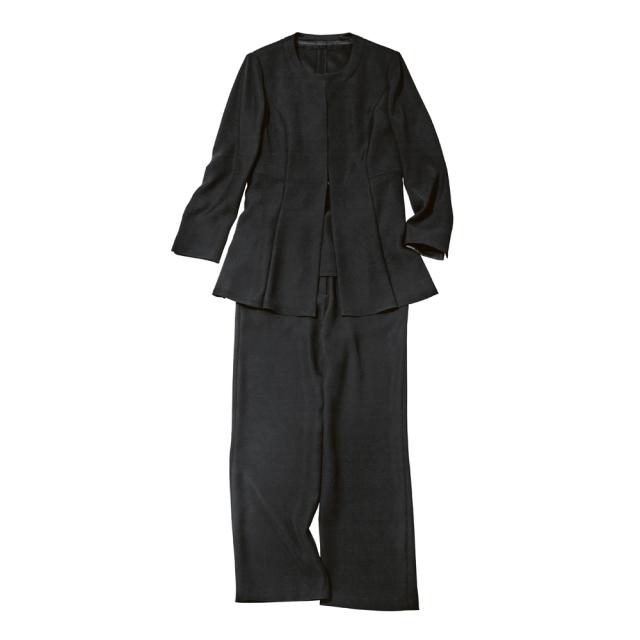 洗える ストレッチ パンツスーツ ジャケット ノーカラージャケット 104501