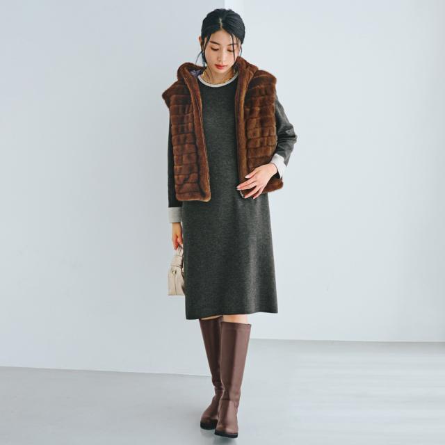 ダブルジャカードニット リバーシブル ワンピース ワンピース ニットワンピース 119602