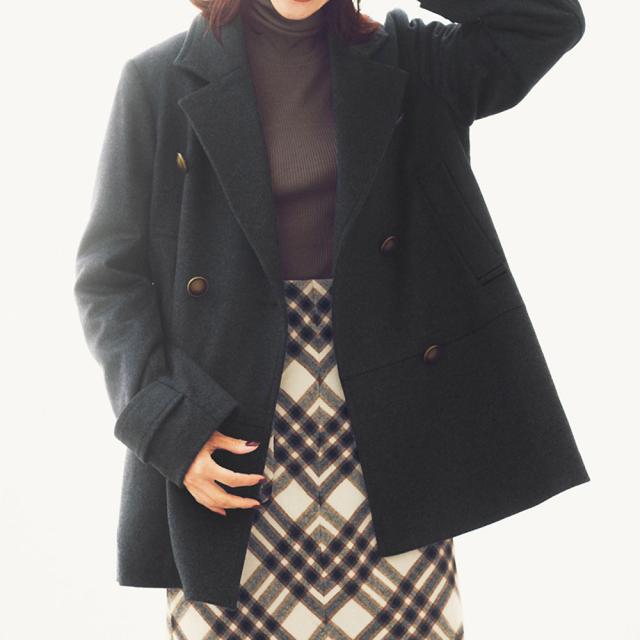 カシミヤ混 ダウン＆中わた入り Pコート ファッション コート PC5945