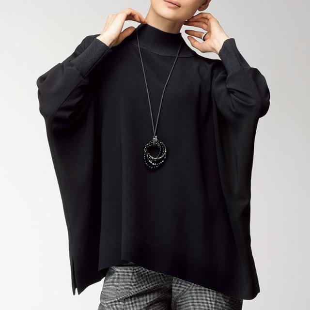 トリアセテート混ニット リブ使いプルオーバー ファッション ニット セーター PC5981