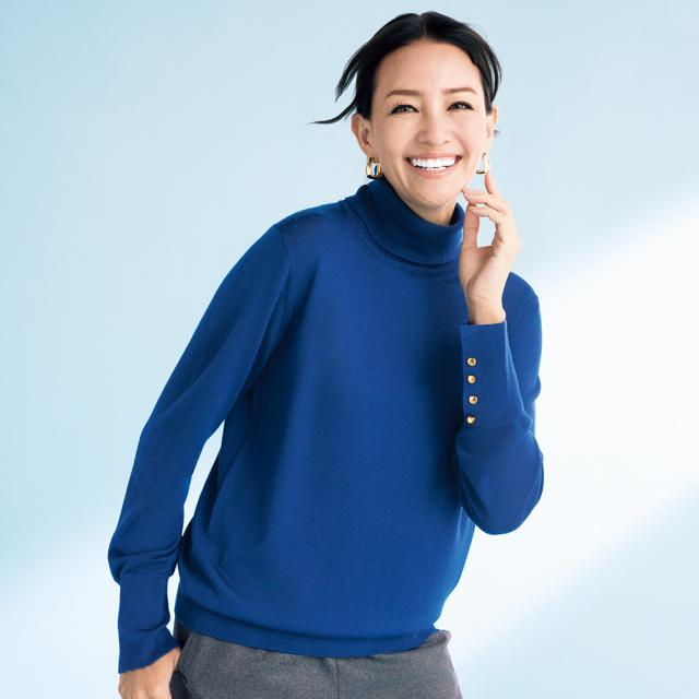 梳毛ウール ボタンデザイン タートルネック プルオーバー ニット セーター ニットセーター 127801