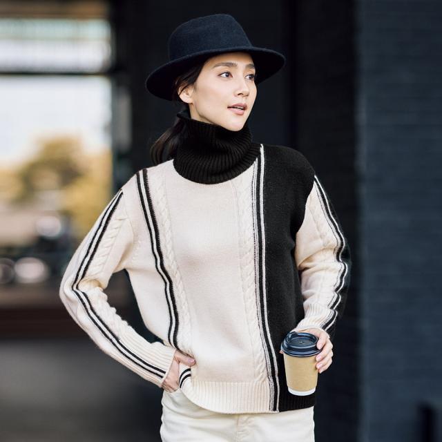 ケーブルデザイン 配色インターシャ プルオーバー ニット セーター ニットセーター 128501