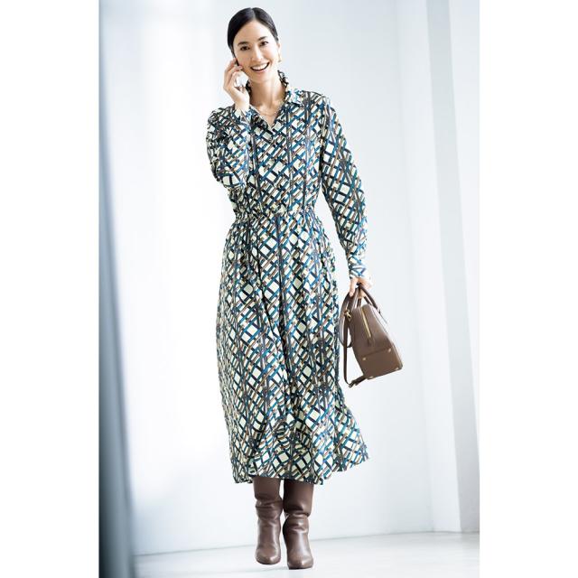 ラッティ社 ベルト柄 シャツワンピース ワンピース マキシワンピース ロングワンピース 107401