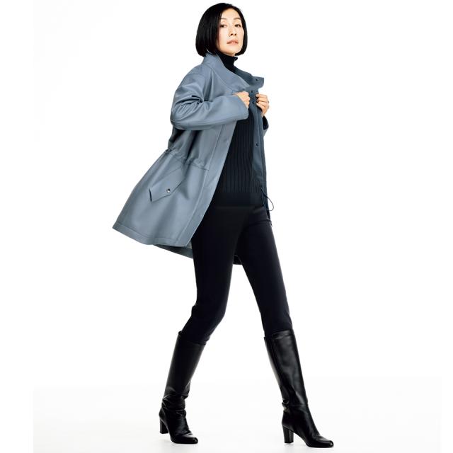 イタリアンラムレザー スタンドカラー ハーフコート コート スタンド