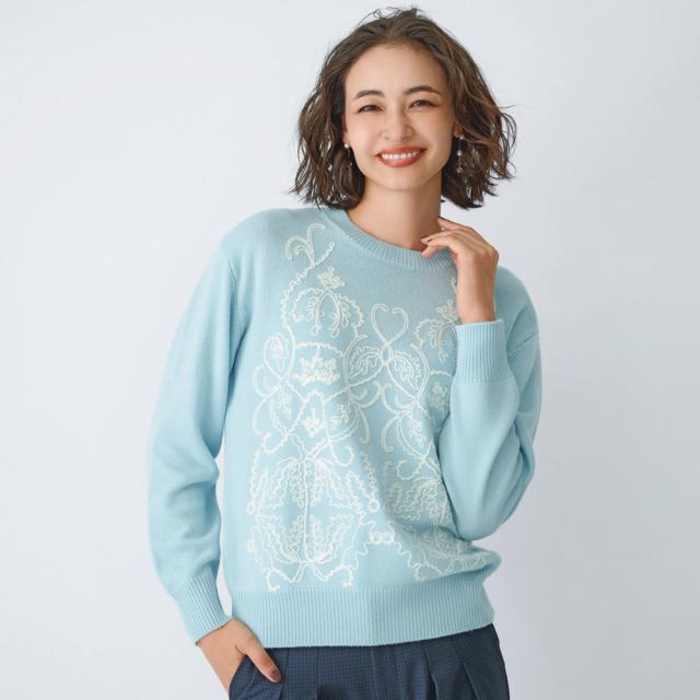 コード刺しゅう入り ニットプルオーバー ニット セーター ニットセーター 136201