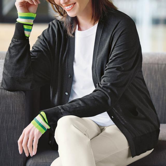 TEEE/ティー 袖レイヤードニットカーディガン ファッション ニット セーター PC5441