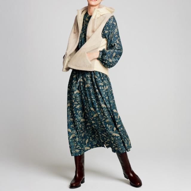 エリカ社ウール混レーヨンツイル フォレストプリントワンピース ファッション ワンピース PC5460