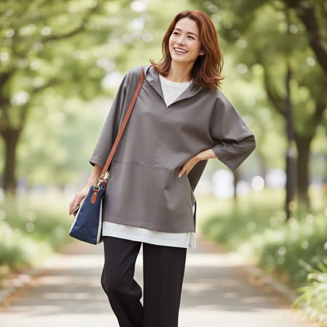 ウールサキソニー フーデッドチュニック ファッション Tシャツ カットソー PC5470