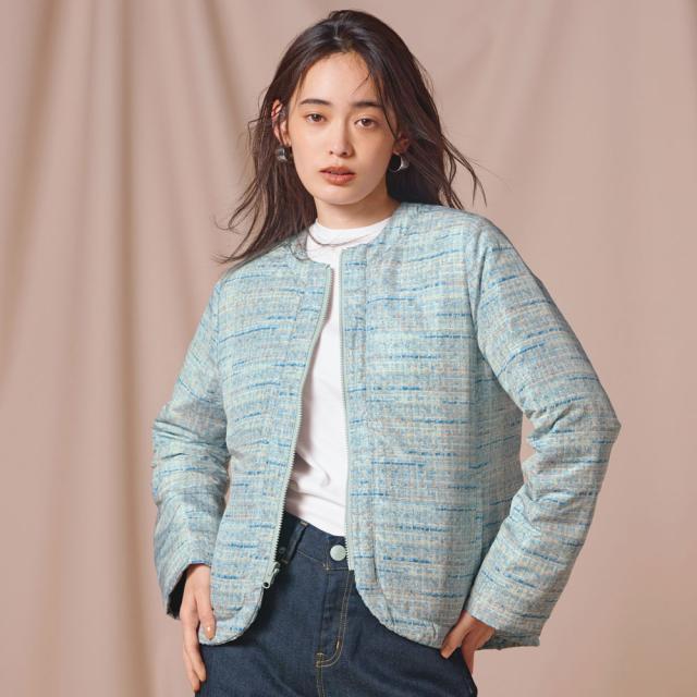 リバーシブル ダウンジャケット ジャケット ノーカラージャケット 120301