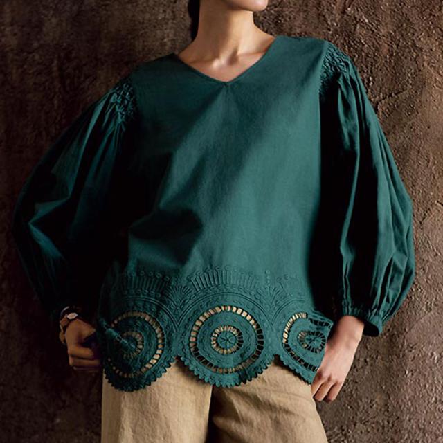 インド製 シフリーカットワーク刺しゅう ブラウス ファッション シャツ ブラウス PC5403