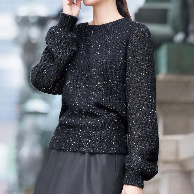 イタリア糸 ラメ ノット デザイン プルオーバー ファッション ニット セーター PC5566